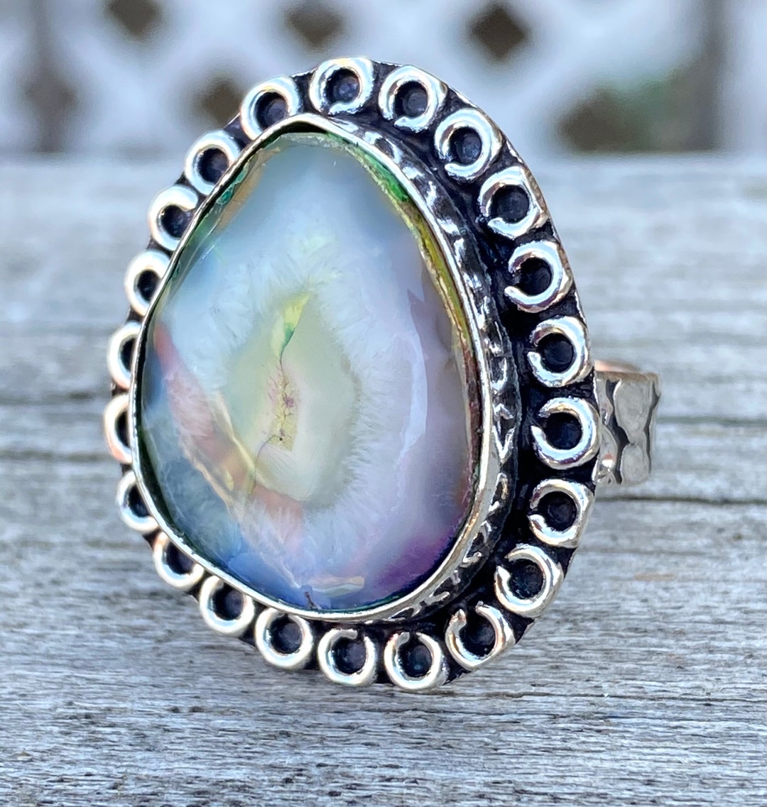 Natural, Rainbow, Solar Quartz Ring, Size 6.75 - Etsy