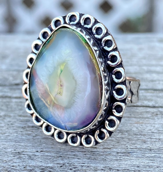 Natural Rainbow Solar Quartz Ring Size 6.75 | Etsy
