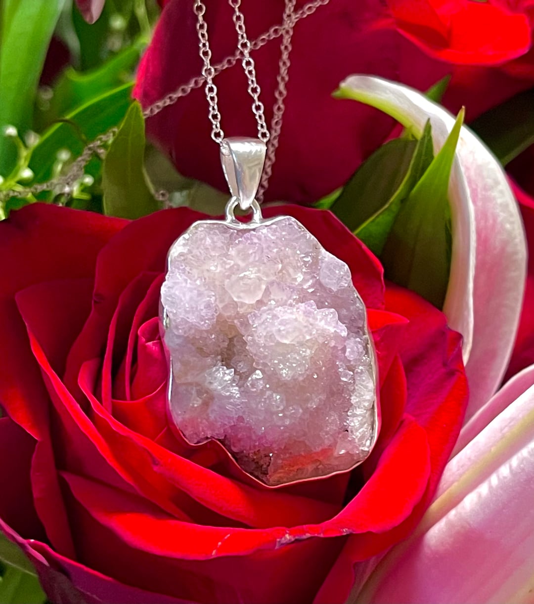 Spirit, Quartz, Pendant, Necklace, in Sterling Silver, Raw, Druzy ...