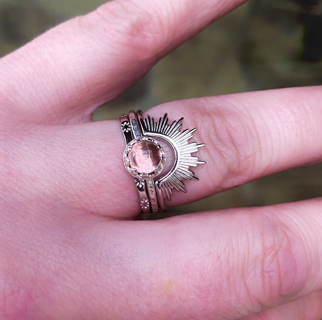 Love Stone, Pink Kunzite Ring, Kunzite Stackable Rings in Sterling ...