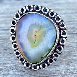 Natural, Rainbow, Solar Quartz Ring, Size 6.75 - Etsy