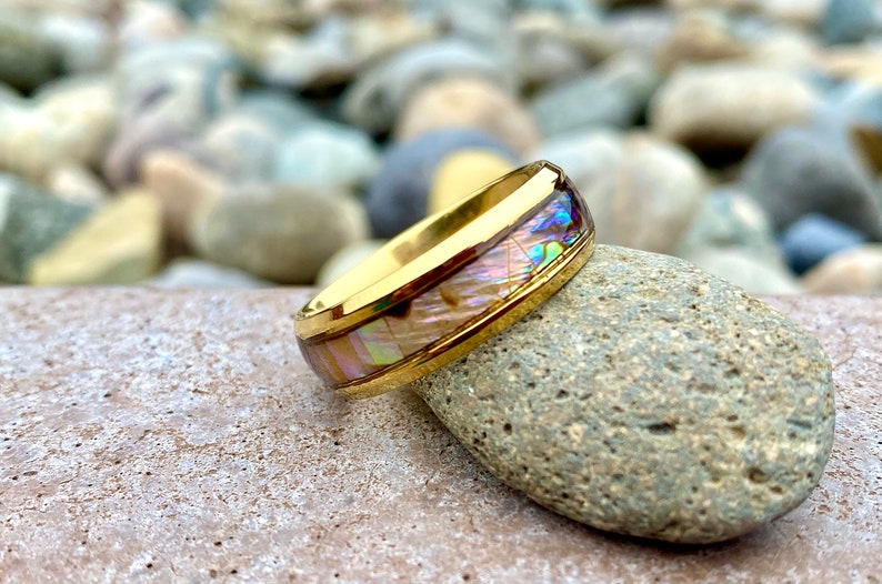 Abalone Shell Ring Bands Stainless Steel Ring Band Mens - Etsy