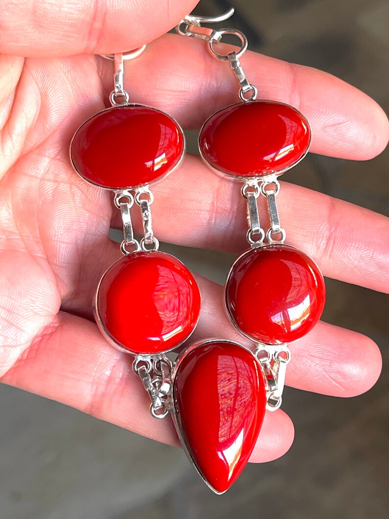 Red Coral, Bracelet, Multi-stone Red Coral Bracelet, Statement Bracelet ...