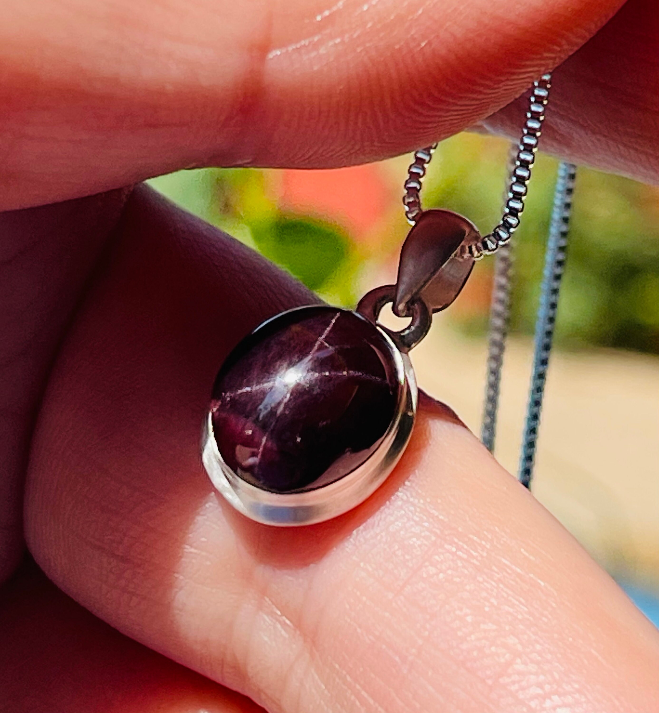 Star Garnet Pendant Necklace in Sterling Silver Etsy Hong Kong