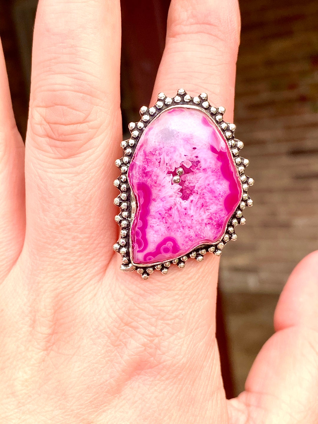 Pink, Solar, Quartz, Ring, Size 8, in Oxidized Silver - Etsy