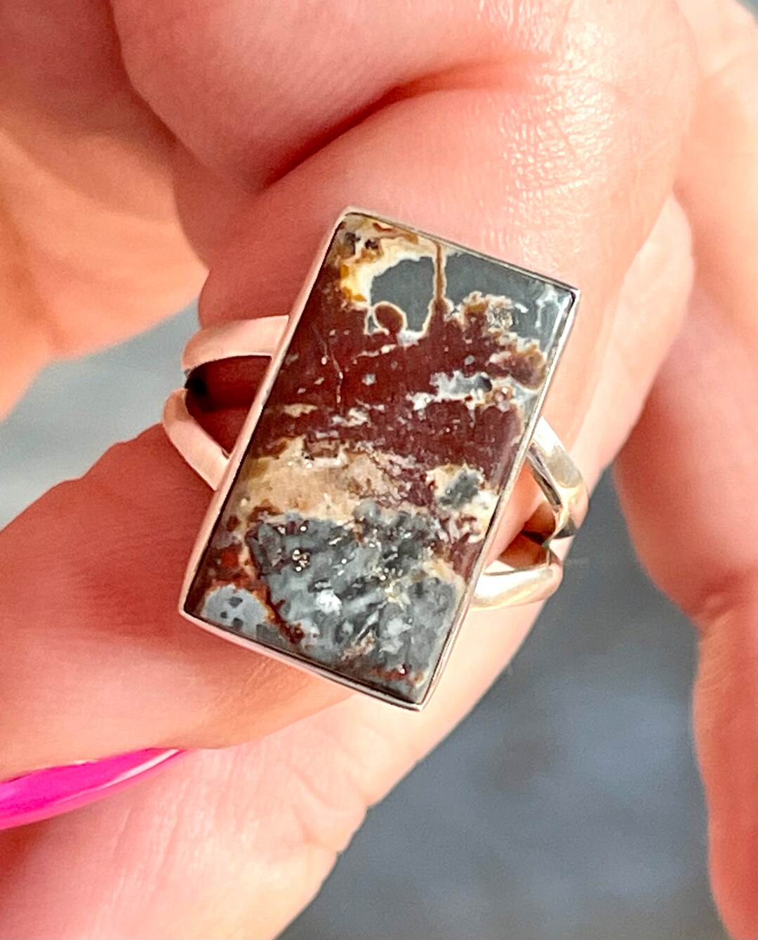 Sonoran, Dendritic, Rhyolite, Ring, Size 7, in Sterling Silver - Etsy