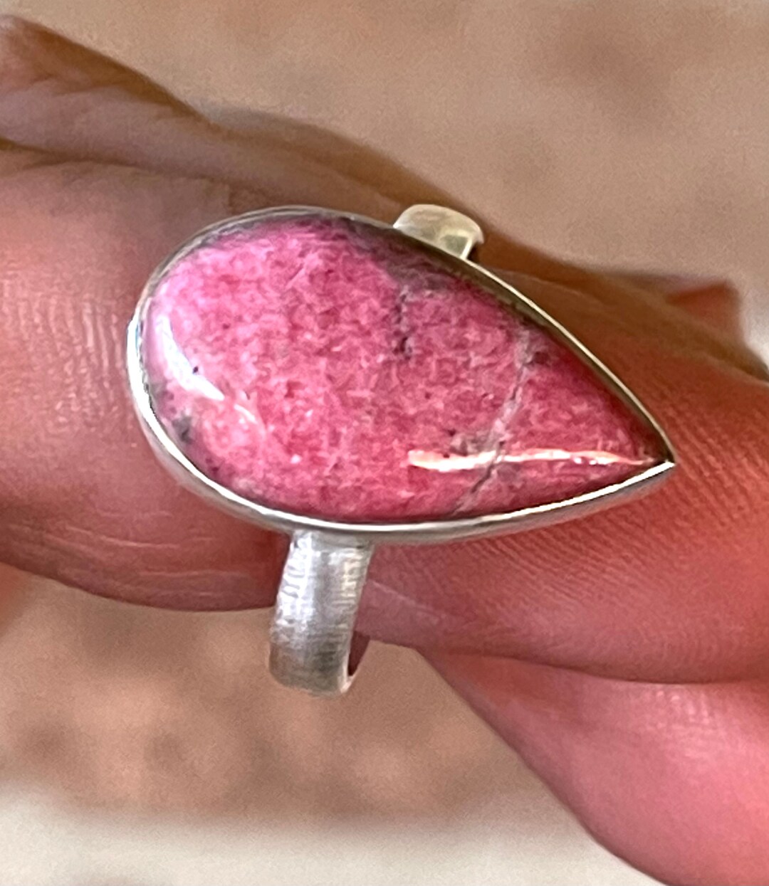 Pink, Thulite, Ring, in Sterling Silver, Size 8 - Etsy