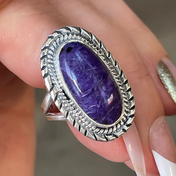 Charoite Ring - Etsy