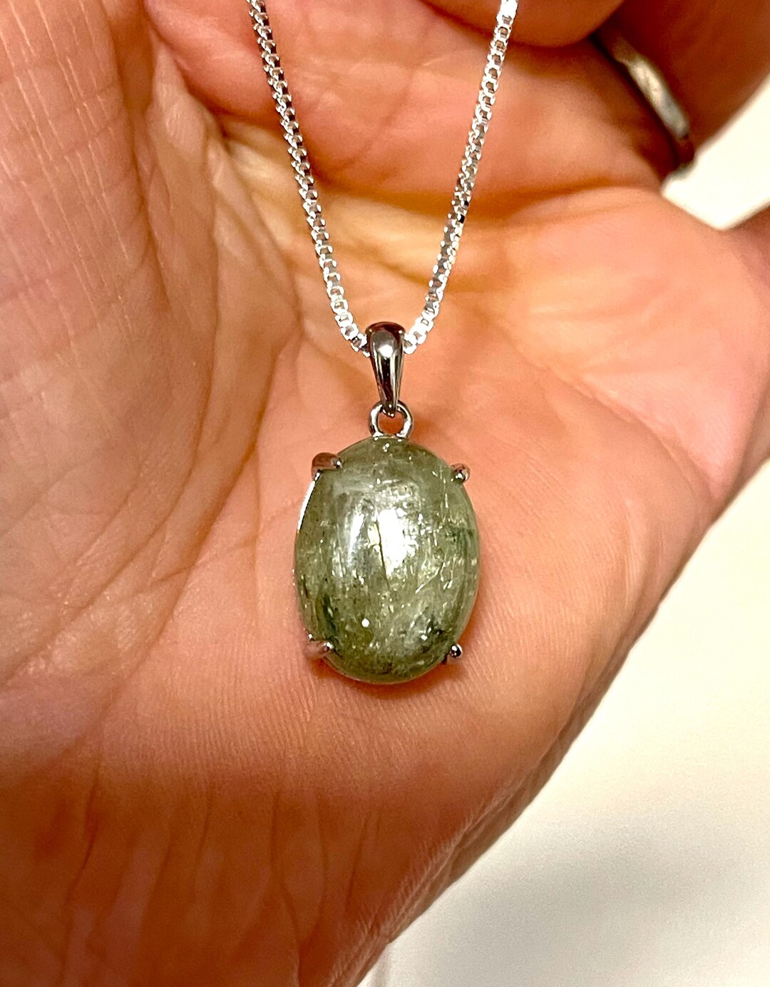 Green, Kyanite, Pendant, Necklace, in Oxidized Sterling Silver - Etsy