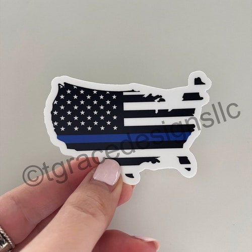 Thin Blue Line Flag Decal American Flag Decal Back the - Etsy