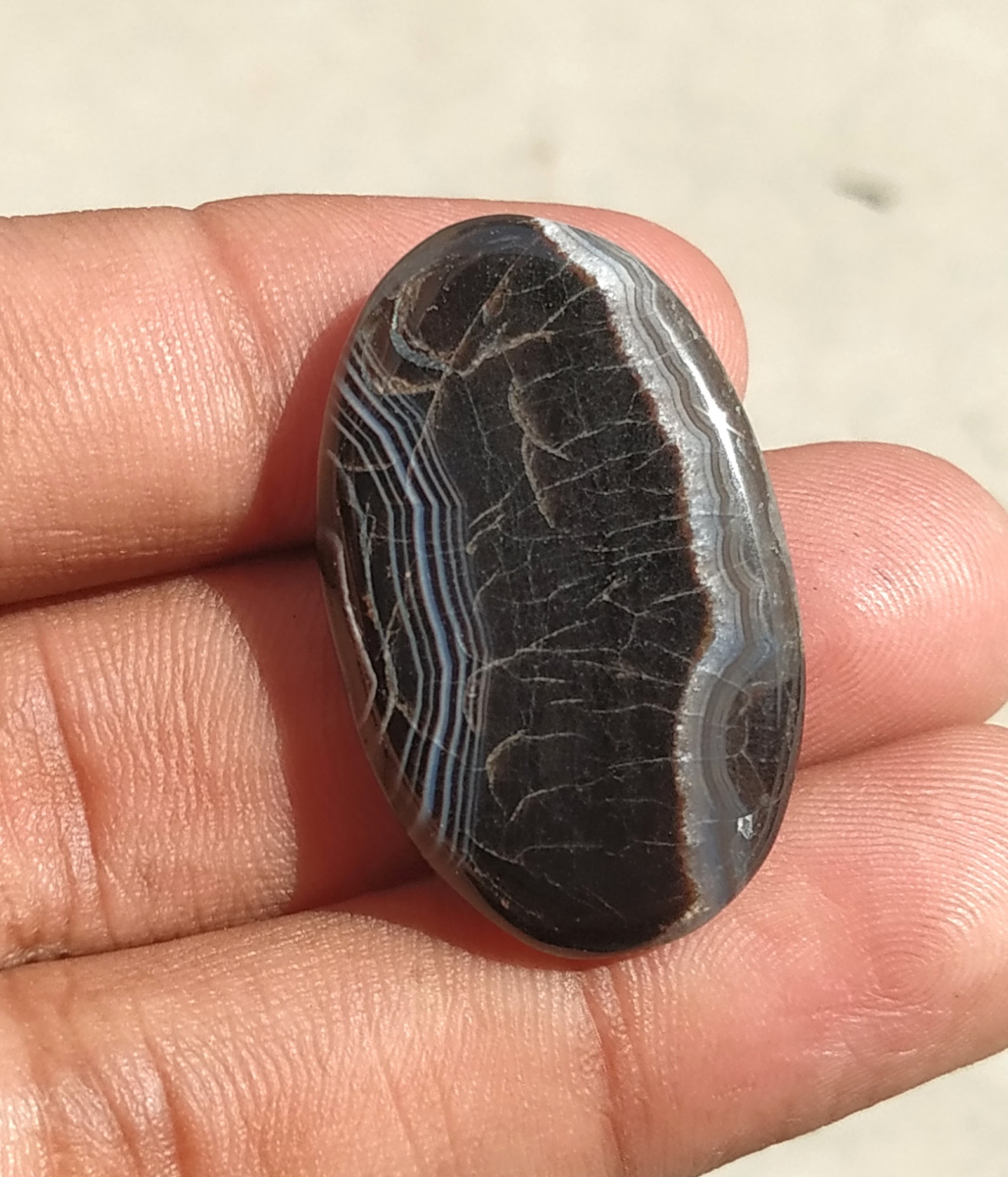 Natural Sulemani AqeeqDesigner Black Sulemani Oval | Etsy