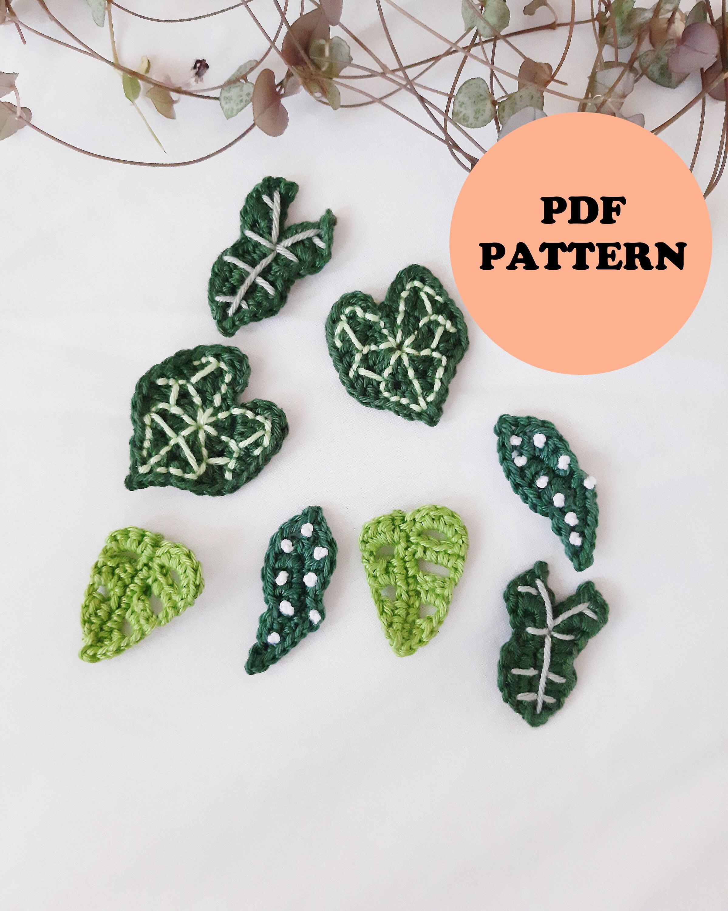 Tiny Houseplant Leaf Collection Crochet Pattern | Etsy