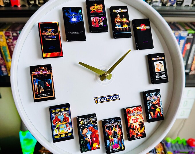 Wrestlemania VHS Clock Handmade Miniature Movie Timepiece Unique Wall ...