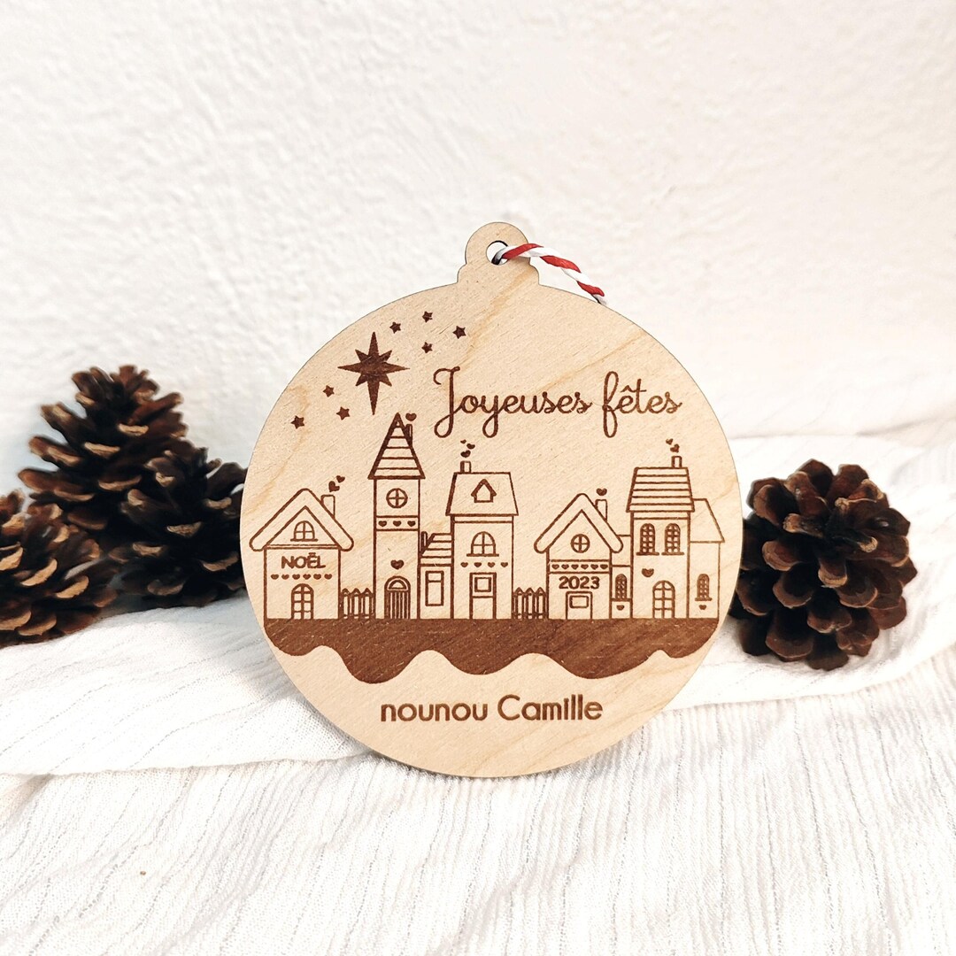 Merry Christmas Ball for Teacher and Nanny, Personalized Wooden ...