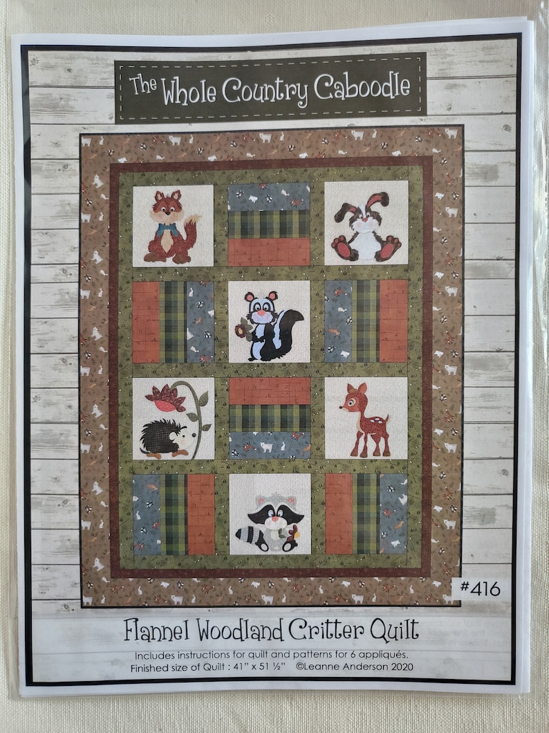 Flannel Woodland Critter Quilt Pattern 416 by the Whole - Etsy