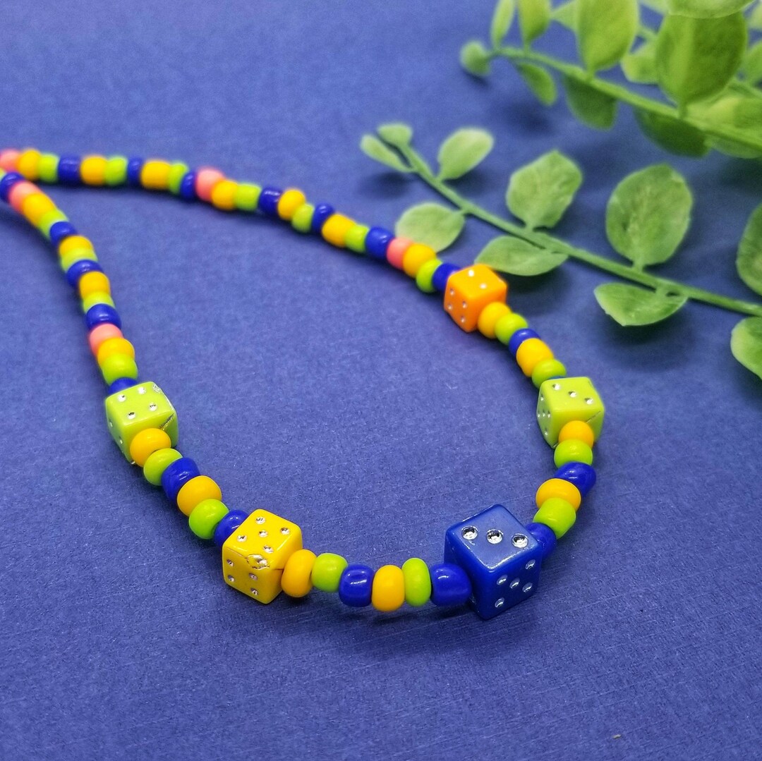 Dice Beaded Necklace Dice Necklace Beaded Necklace Beaded - Etsy