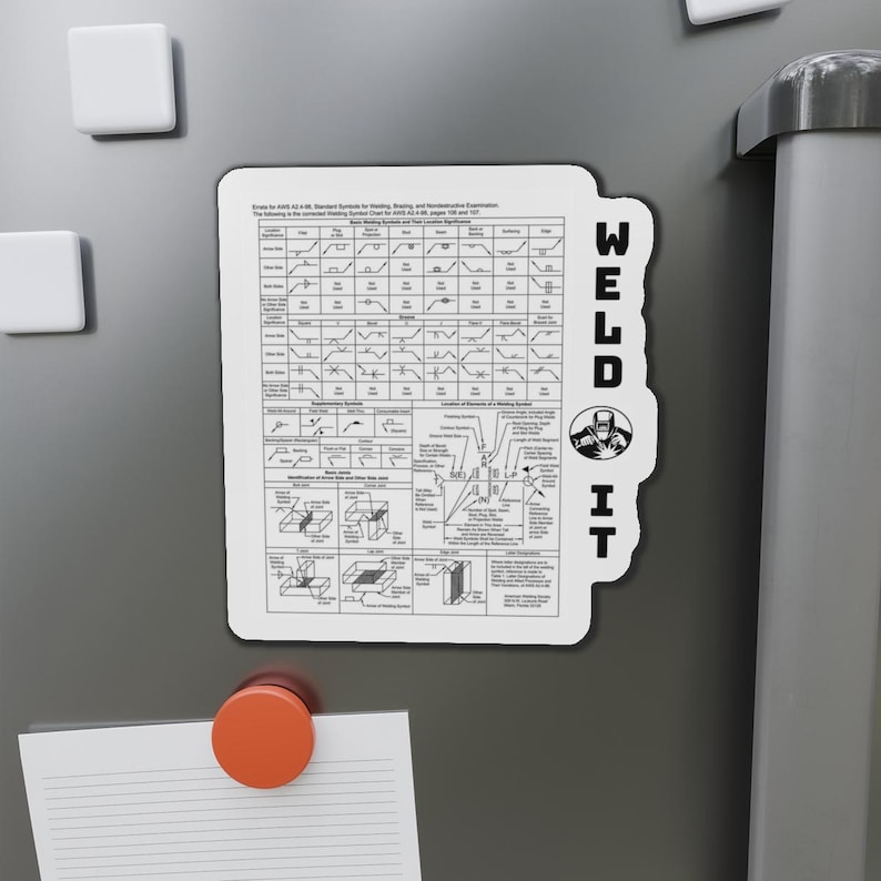 Welding Chart Die-cut Magnet, Welding Symbol Information Fridge Magnet ...