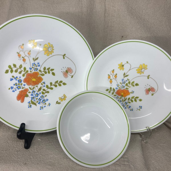 Vintage Corelle Dinnerware Green Flowers - Etsy