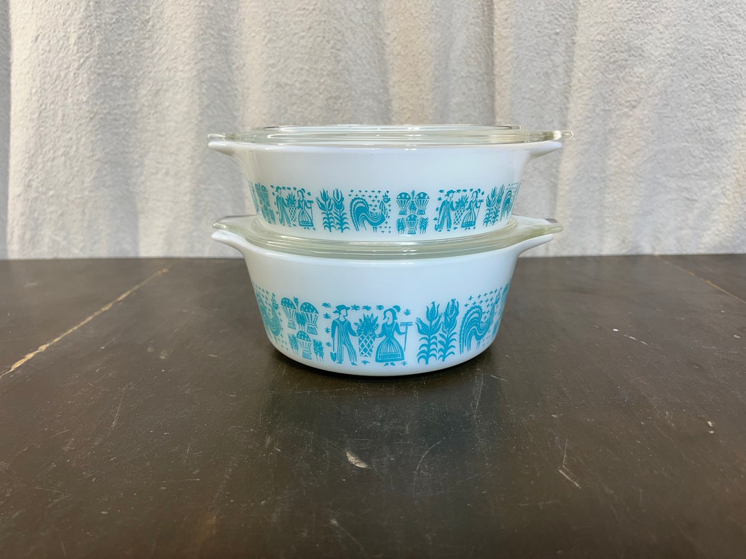 Vintage Pyrex Turquoise Butterprint Casserole Dish | Turquoise | Pyrex ...