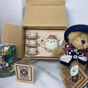 Boyds Bear New Old Stock Collectors Club 2000 FOB Brewin' Mini Tea Set ...