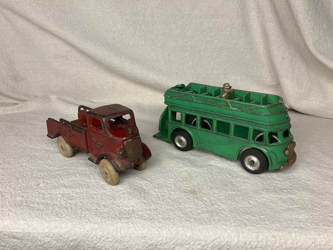 Vintage Arcade Cast Iron Toys Double Decker Bus Green Ice - Etsy