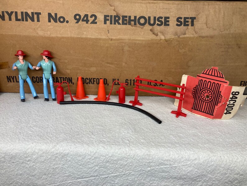 Vintage Nylint No. 942 Firehouse Set: Pressed Steel Fire Truck ...