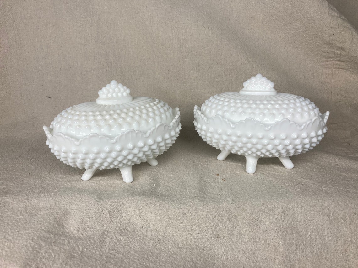 Vintage 5 Tall Fenton White Hobnail Milk Glass Lidded | Etsy