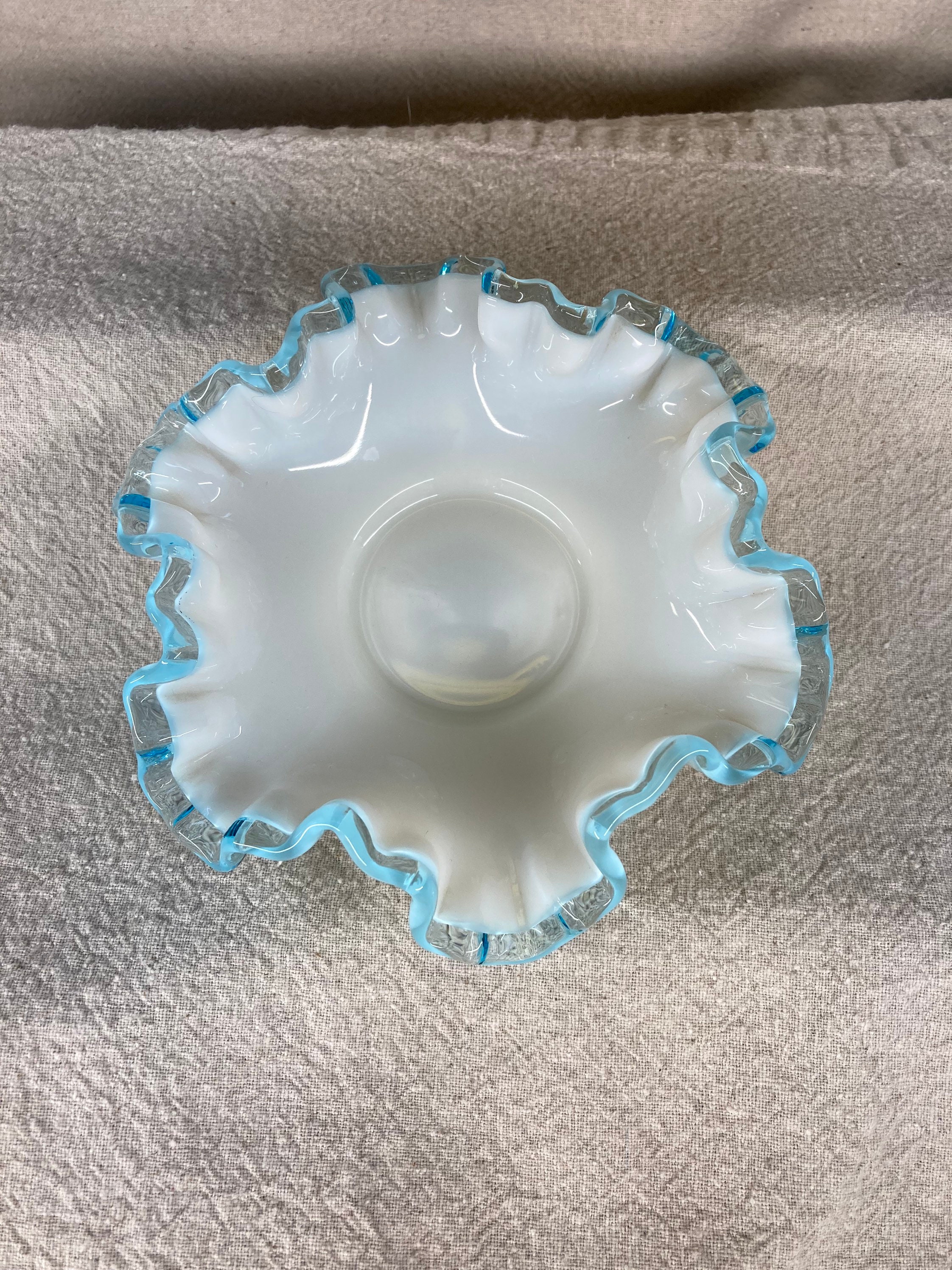 Fenton Aqua Crest White Milk Glass with Ruffled Edge | Etsy