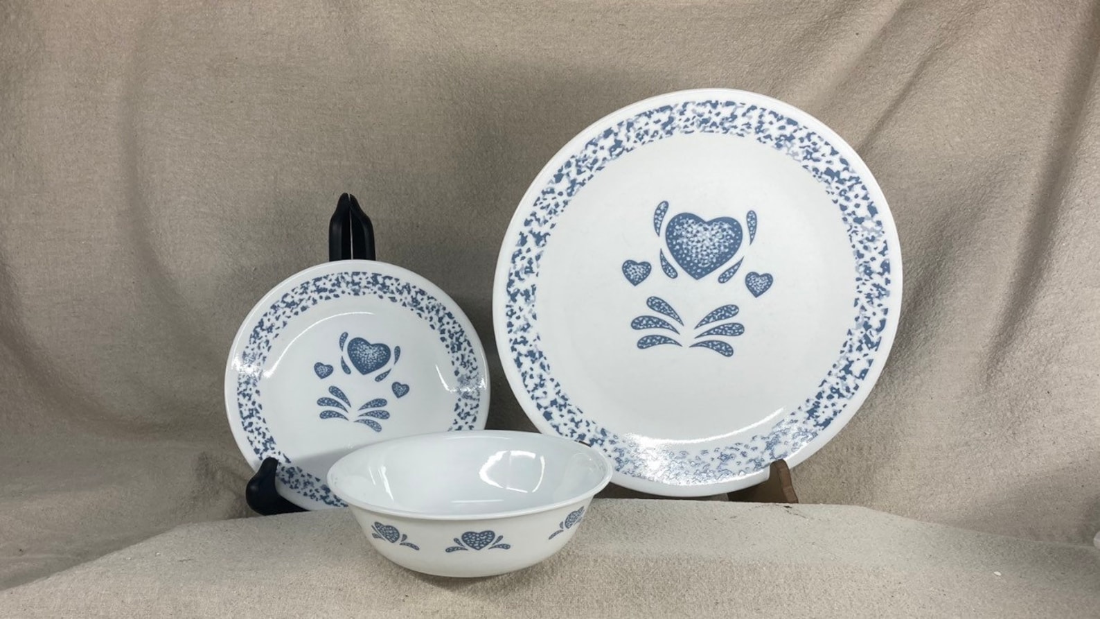 Vintage Corelle Blue Hearts | Dinner Plates | Bread and Butter Plate ...