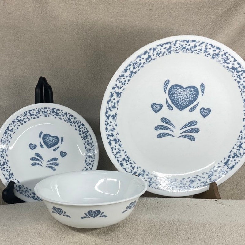 Corelle Blue Heart Dishes - Etsy
