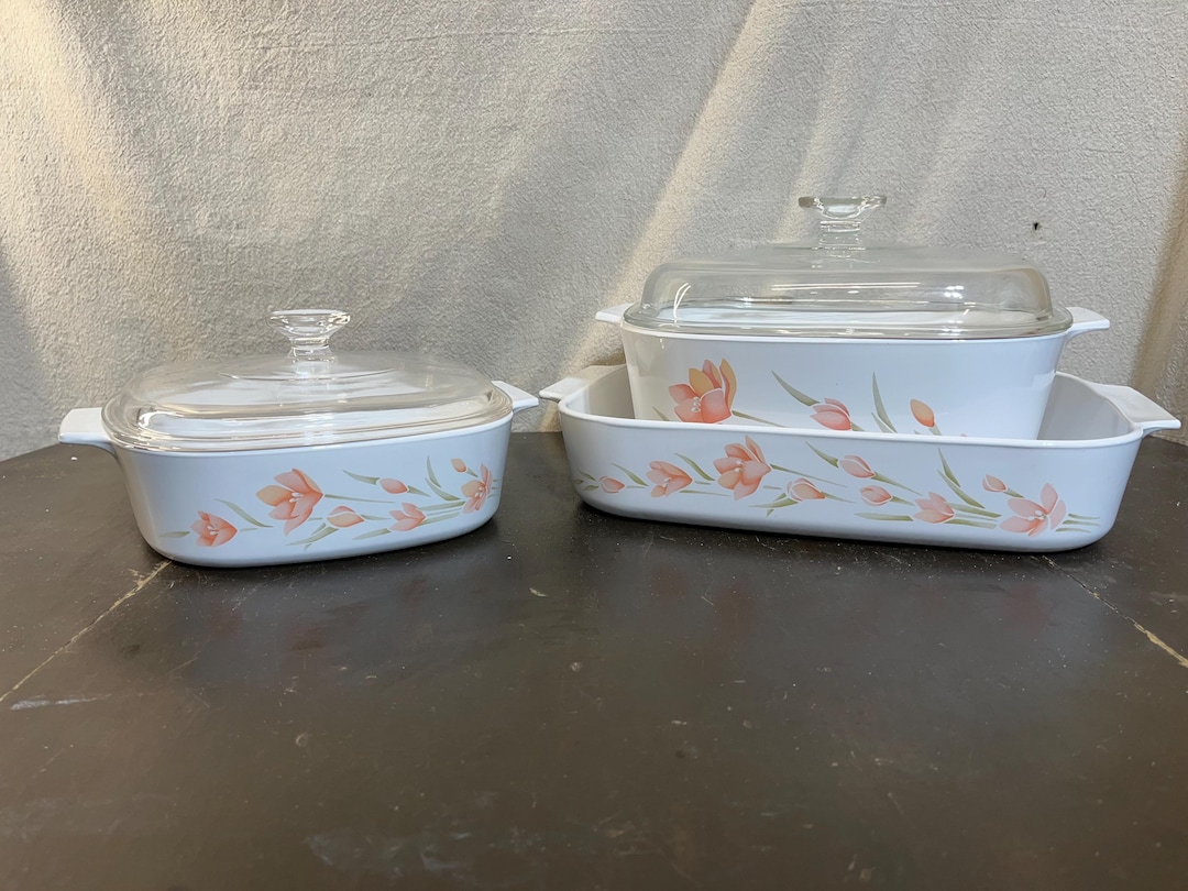Vintage Corning Ware Peach Floral | A-2-B, A-5-B, A-21-B Casserole With ...