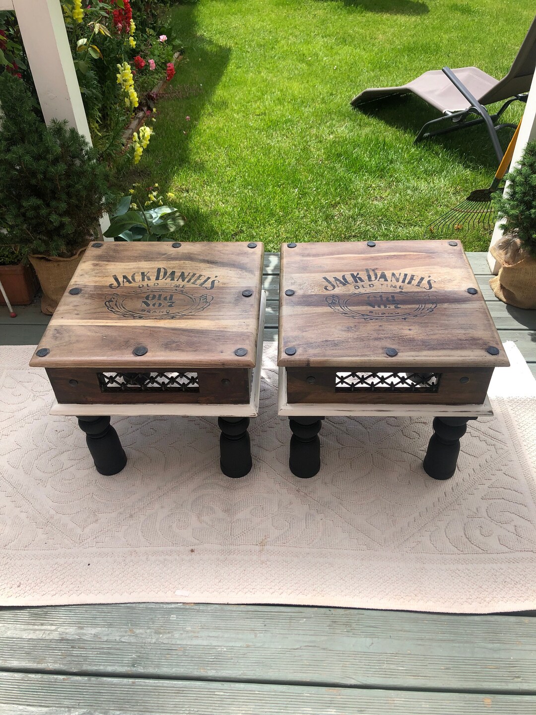 Pair of Oak Coffee Tables/jack Daniels Coffee Tables/small Side Table ...
