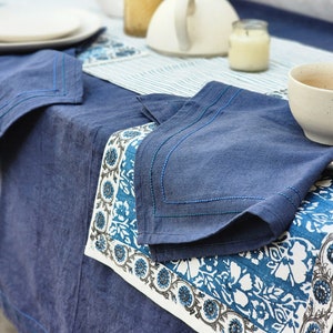 Embroidered Blue Table Cloth|single Colour Table Cloth|farmhouse ...