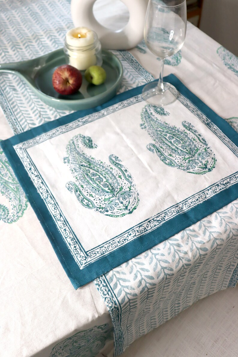 Indian Block Print Placemats Placemat Set Cloth Table Mats Holiday ...