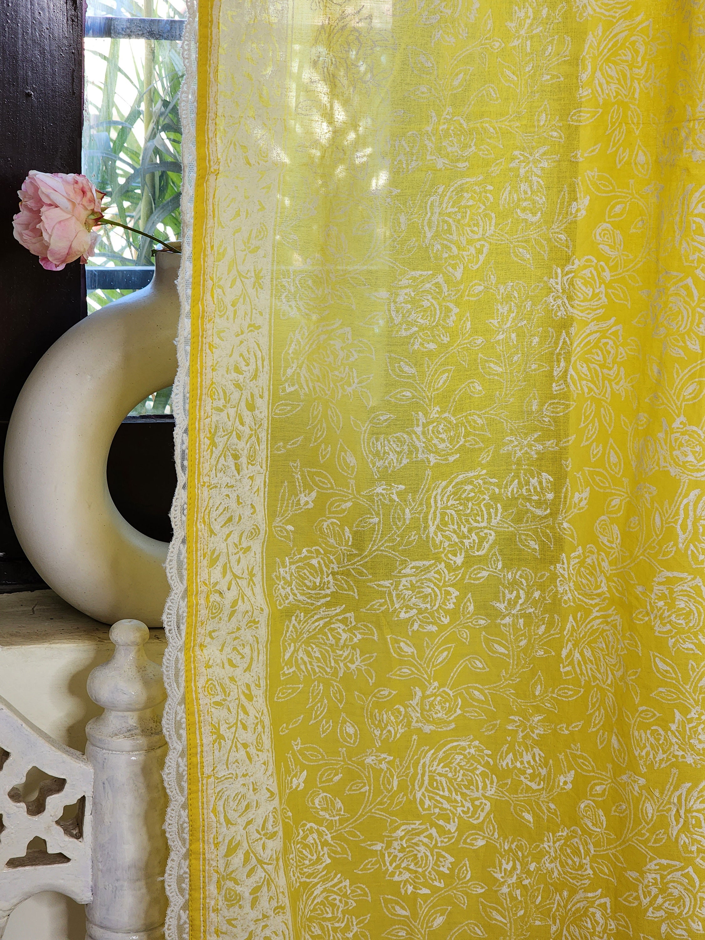 Block Printed Sheer Curtains/voile Curtains/sheer - Etsy