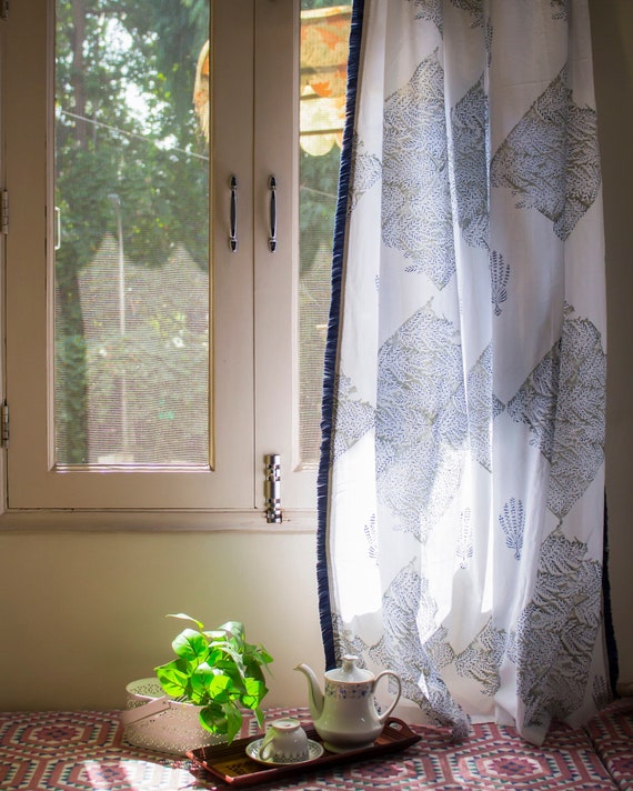 Block Printed Sheer Curtains/voile Curtains/sheer | Etsy