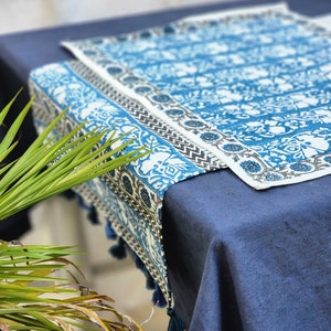 Embroidered Blue Table Cloth|single Colour Table Cloth|farmhouse ...
