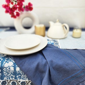 Embroidered Blue Table Cloth|single Colour Table Cloth|farmhouse ...