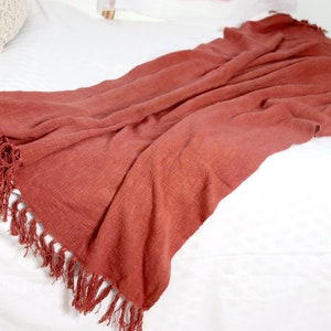 Rust Throw Blanket, Handwoven Cotton Blanket,sofa Throw,blanket for Bed ...