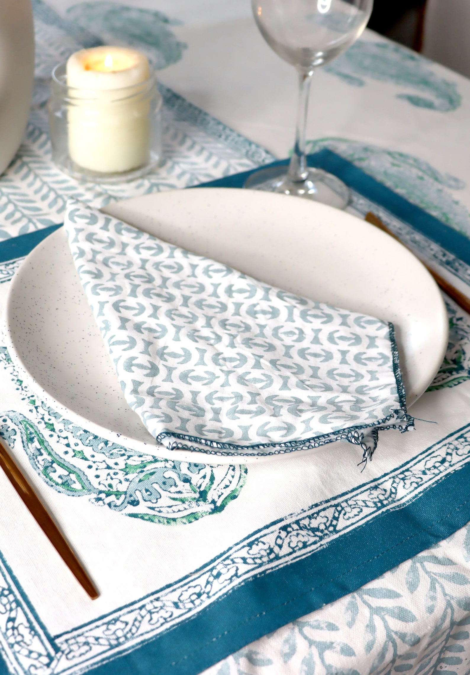 Indian Block Print Placemats Placemat Set Cloth Table Mats Holiday ...