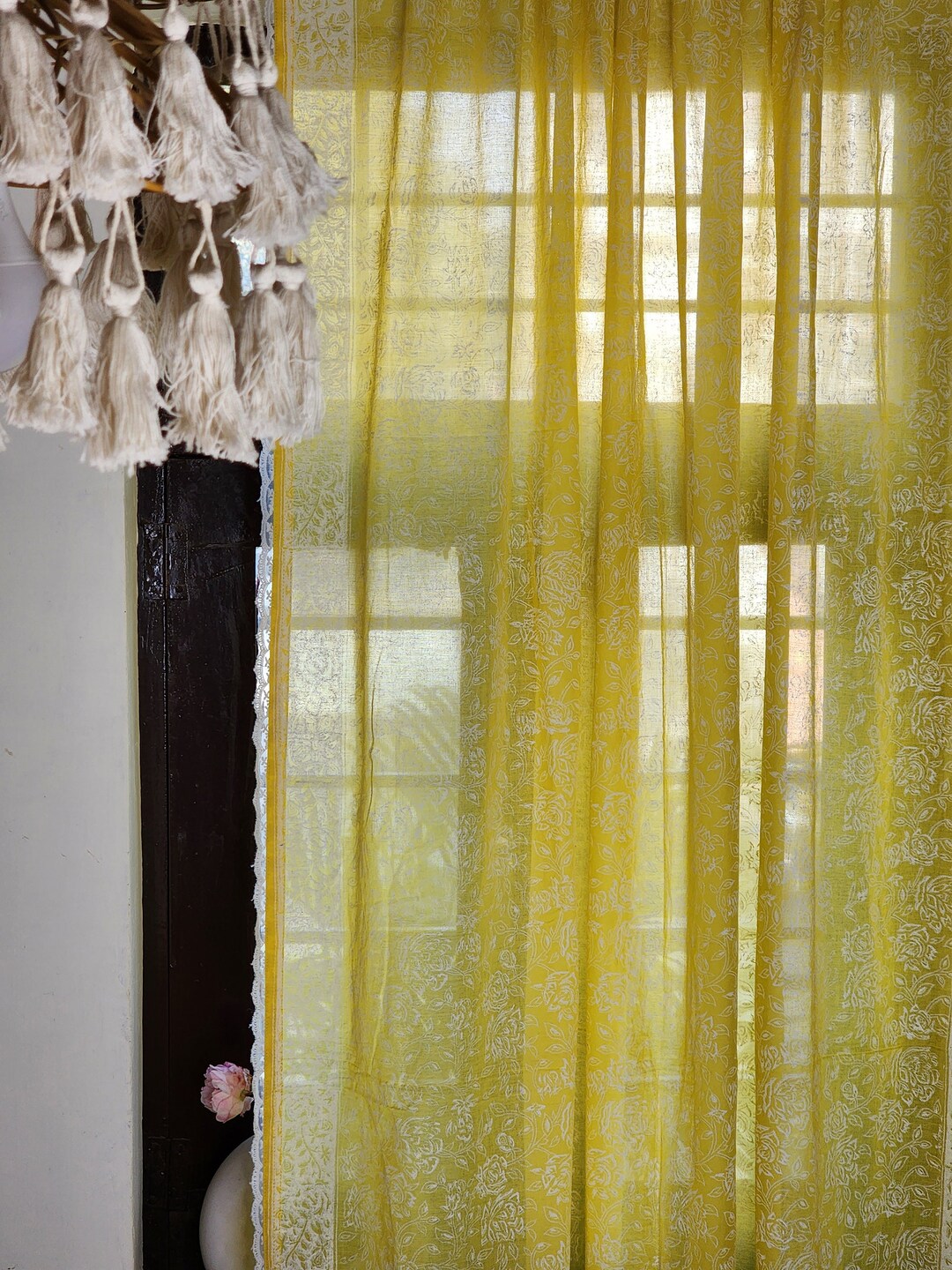 Block Printed Sheer Curtains/voile Curtains/sheer Panels/indian Hand ...