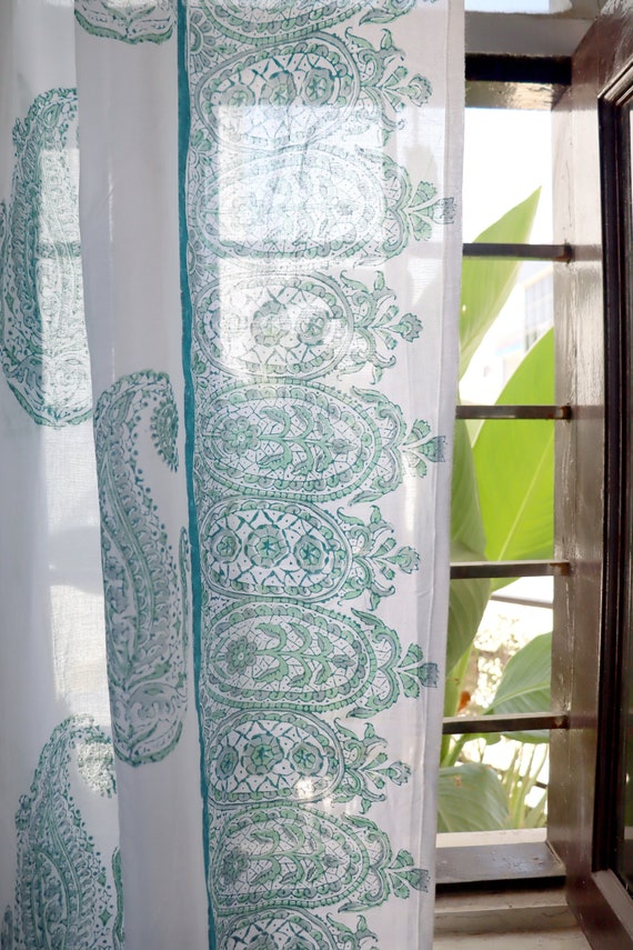 Block Print Curtainsindian Curtain Panelbohemian - Etsy
