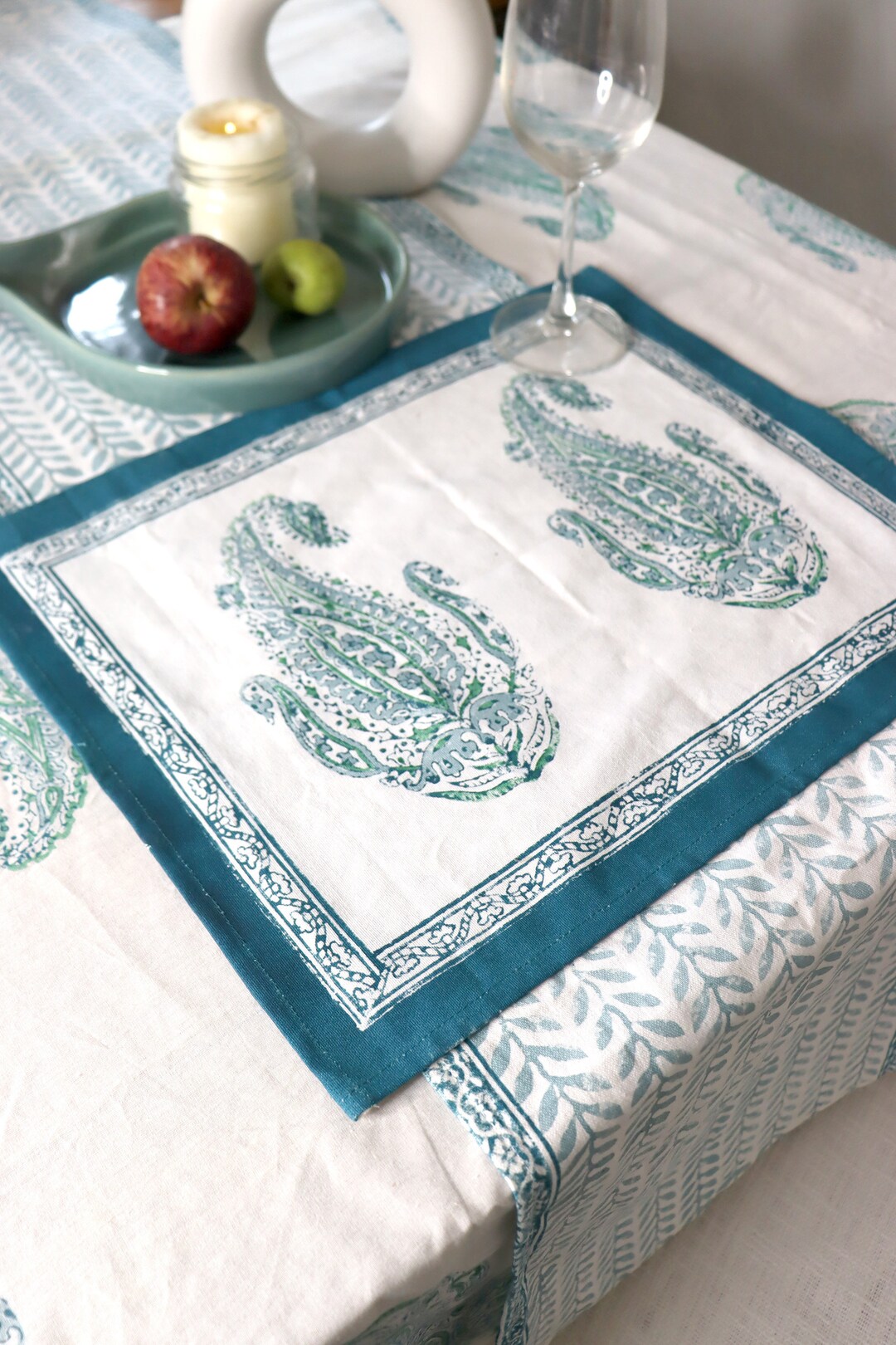 Indian Block Print Placemats | Placemat Set | Cloth Table Mats ...