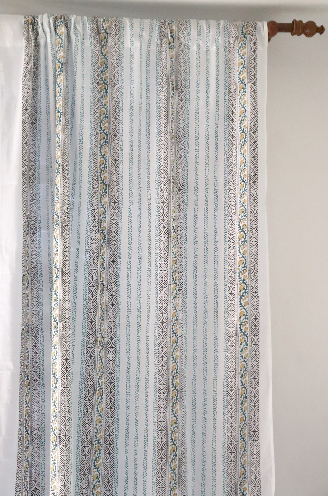Block Print Cotton Curtain: Sheer Indian Floral, Bohemian Style - Etsy