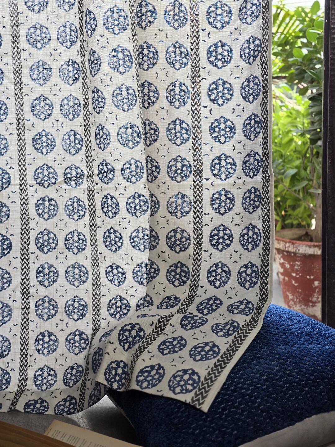 Block Print Curtains,indian Curtain Panel,bohemian Curtains,floral ...