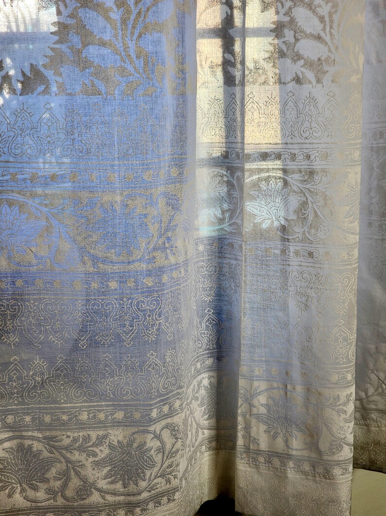 Block Printed Sheer Curtains/voile Curtains/sheer - Etsy