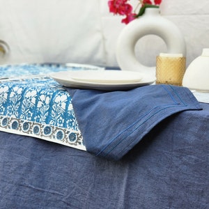 Embroidered Blue Table Cloth|single Colour Table Cloth|farmhouse ...
