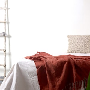 Rust Throw Blanket, Handwoven Cotton Blanket,sofa Throw,blanket for Bed ...