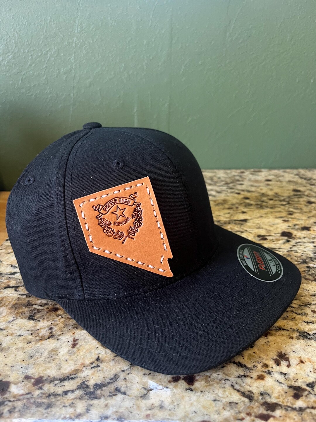 Black Flexfit Hat Nevada Battle Born Leather Patch - Etsy