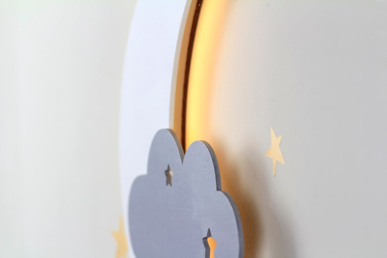 Original Baby Moon Night Light With Grey Cloud, Nursery Wall Light ...